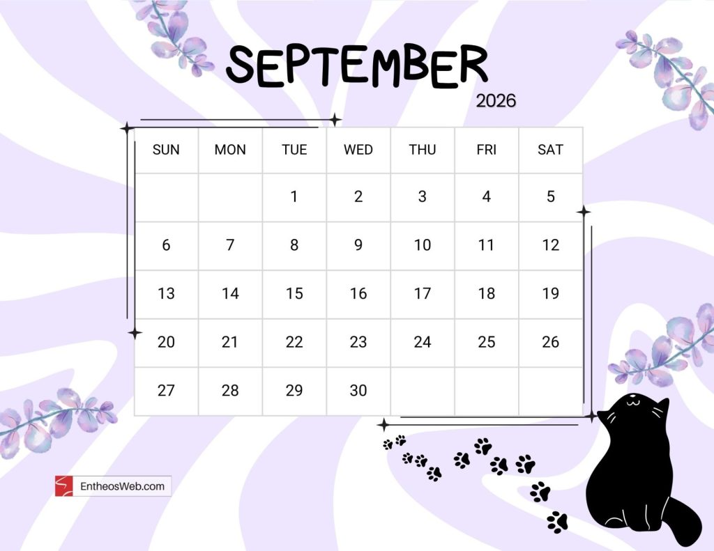 Cute Cats Pastel 2026 Monthly Calendar for Print – Landscape & Portrait ...