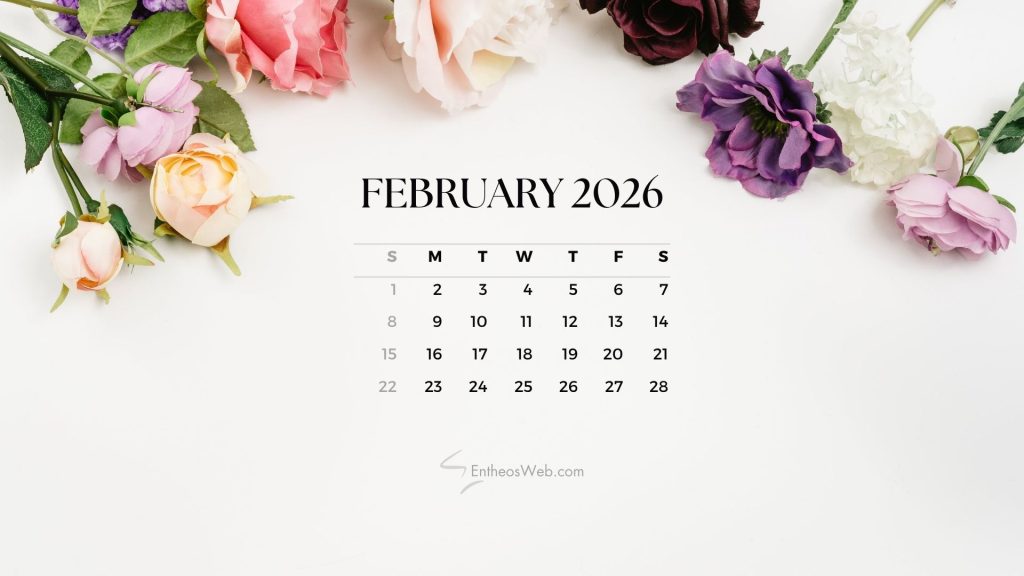 2026 February Desktop Wallpaper Calendar | EntheosWeb