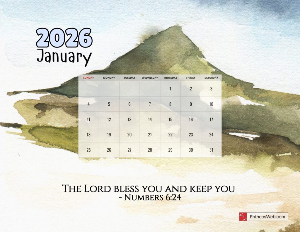 Christian 2026 Calendar with Bible Verses | EntheosWeb