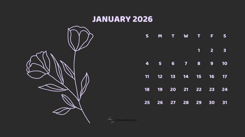 2026 Monthly Flower Themed Desktop Wallpaper Calendar | EntheosWeb