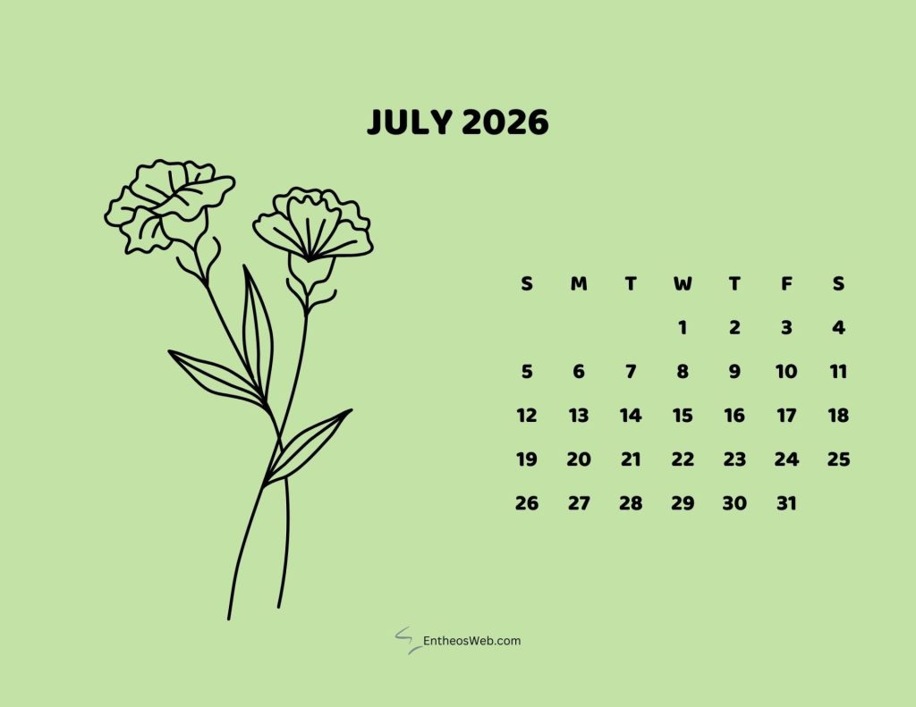 July 2026 Calendar Printables – 150+ Free Designs | EntheosWeb