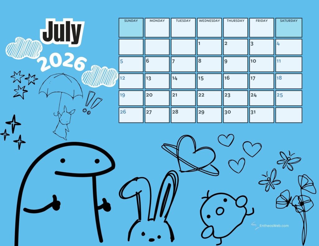 July 2026 Calendar Printables – 150+ Free Designs | EntheosWeb