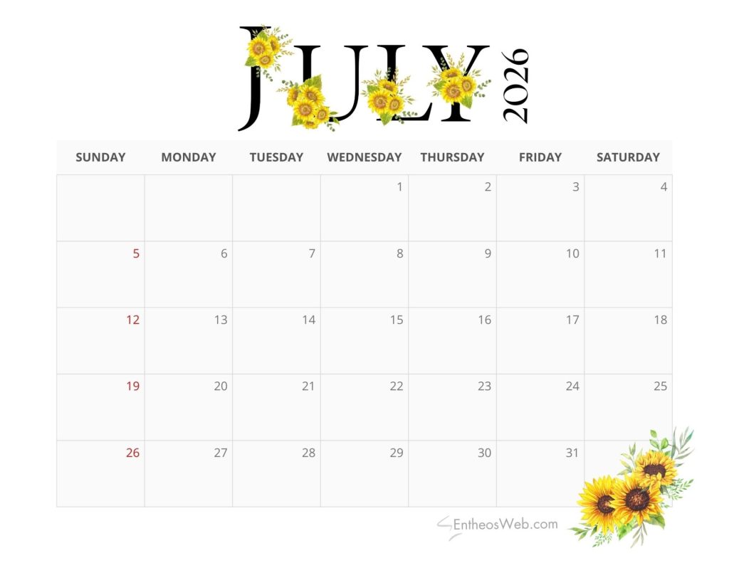 Sunflowers 2026 Monthly & 2/ 4/ 6 Month Printable Calendars & Planner ...