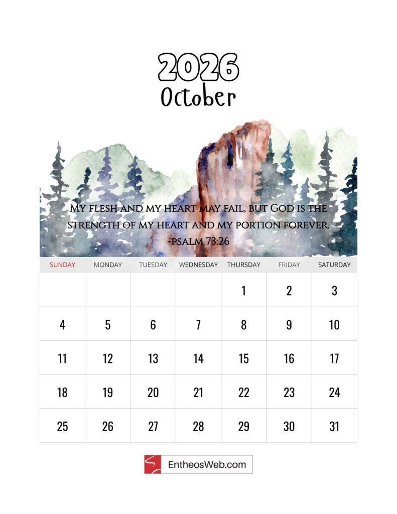 Christian 2026 Calendar with Bible Verses | EntheosWeb