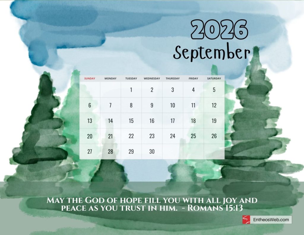 Christian 2026 Calendar with Bible Verses | EntheosWeb