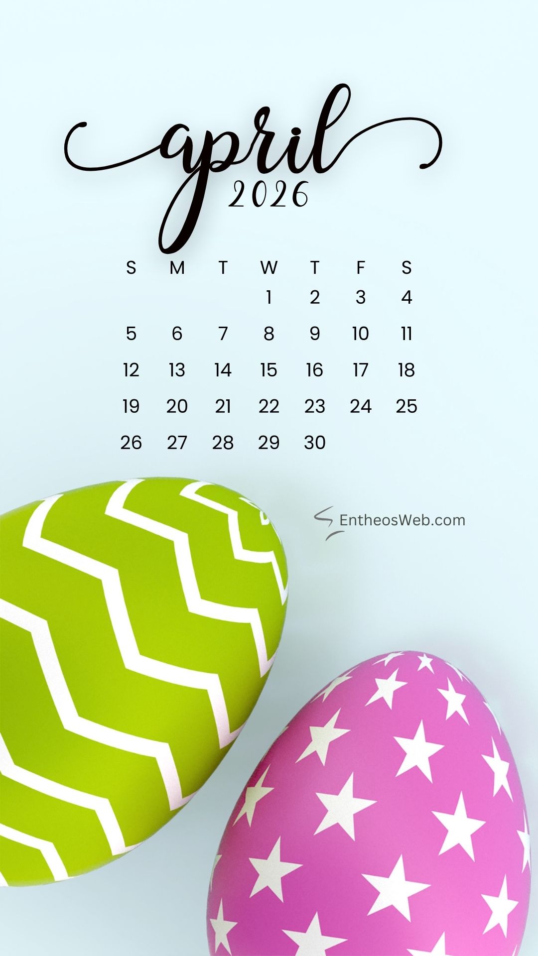 April 2026 Phone Wallpaper Calendar | EntheosWeb
