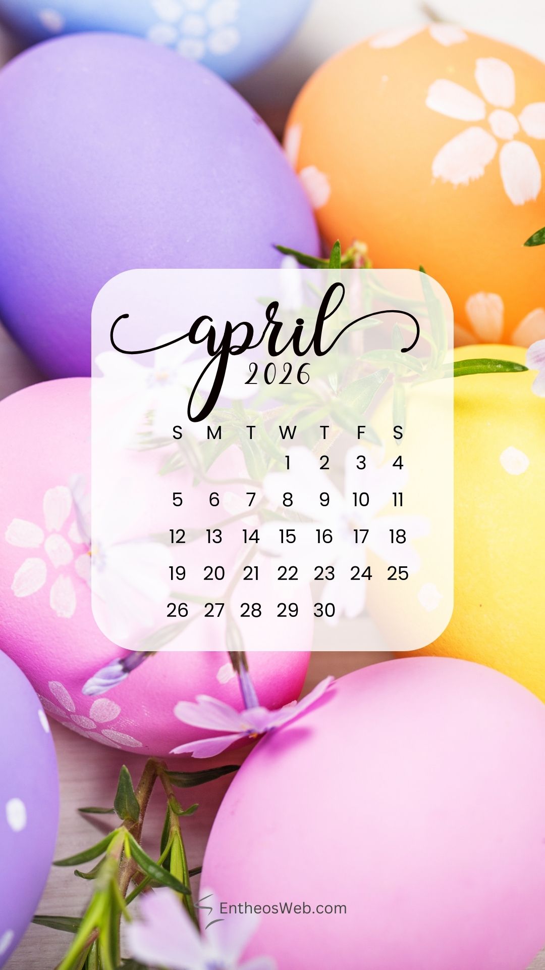April 2026 Phone Wallpaper Calendar | EntheosWeb