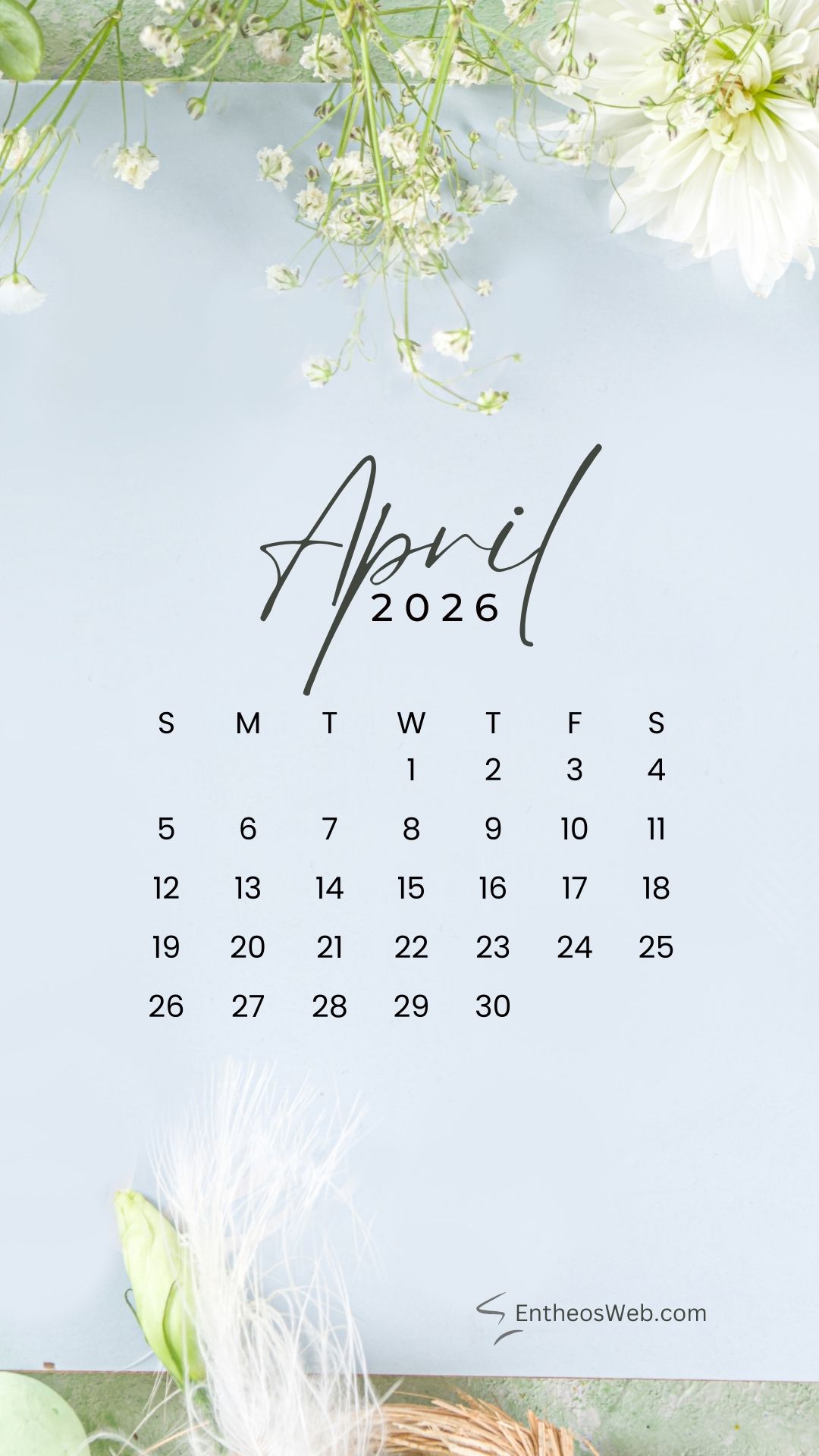 April 2026 Phone Wallpaper Calendar | EntheosWeb