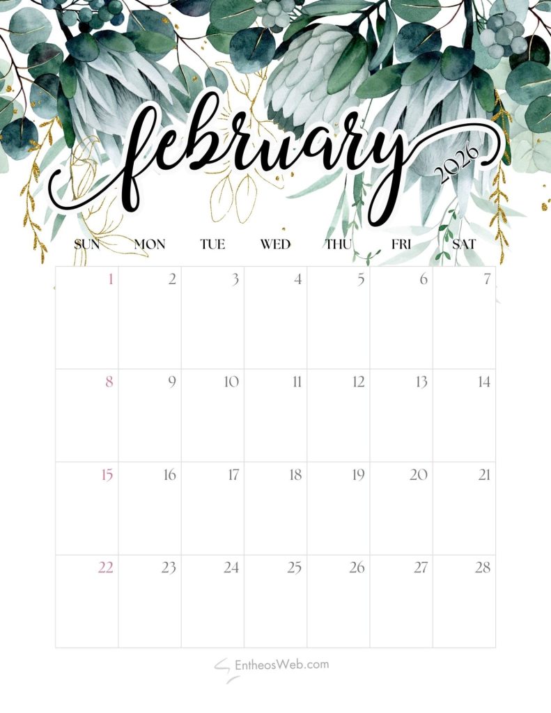 February 2026 Calendar Printables | EntheosWeb
