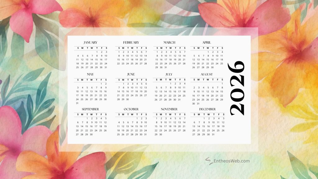 2026 Calendar Desktop Wallpaper – Creative Floral Watercolor Designs ...