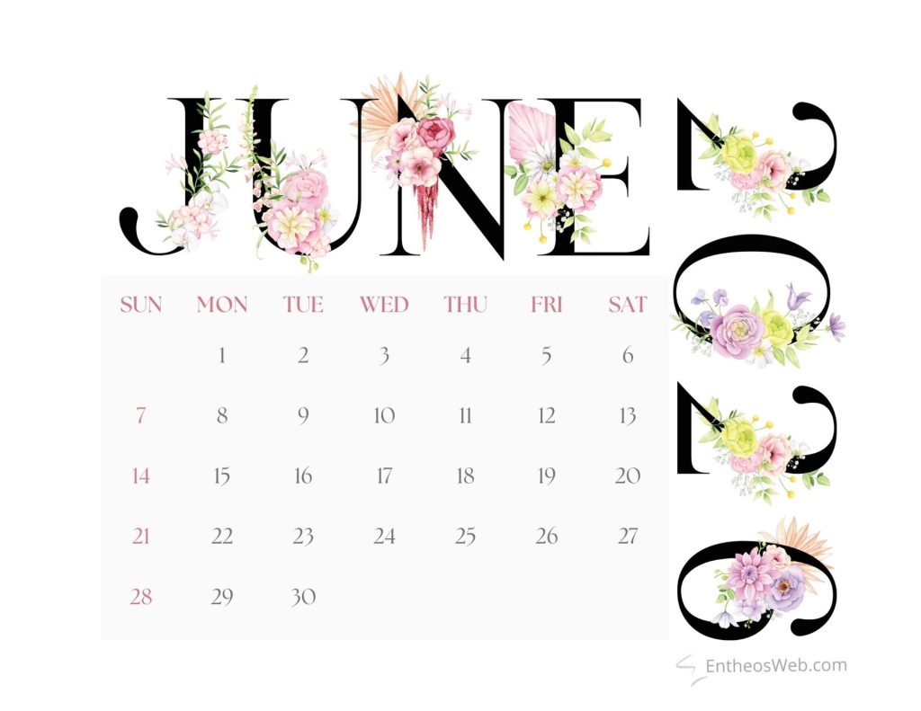 June 2026 Calendar Printables | EntheosWeb