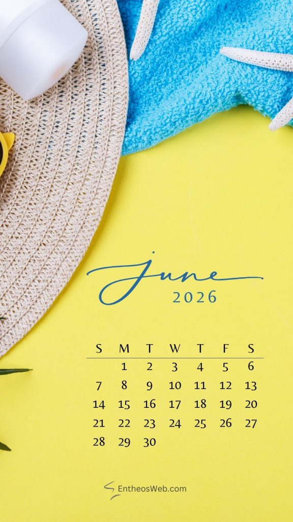 June 2026 Phone wallpaper calendar | EntheosWeb