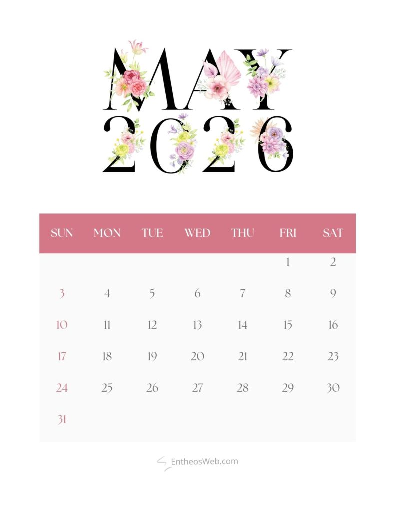 May 2026 Calendar Printables | EntheosWeb