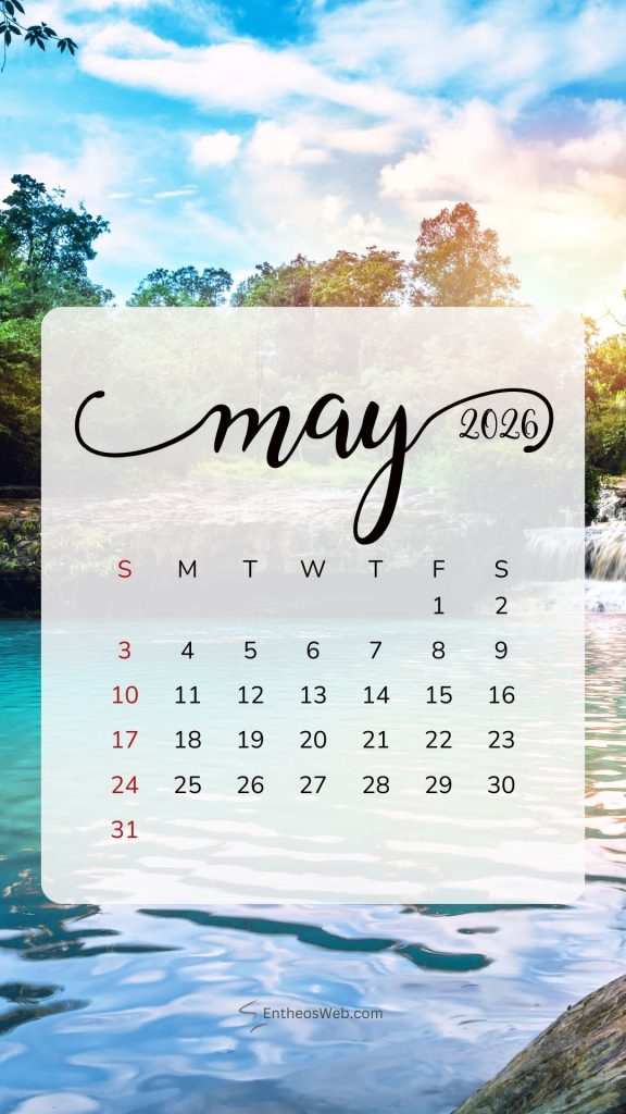 May 2026 Phone Wallpaper Calendar | EntheosWeb