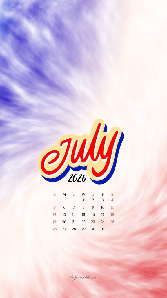July 2026 Calendar Phone Wallpapers | EntheosWeb