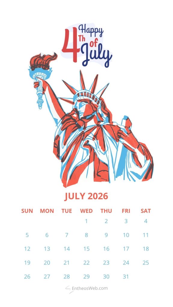 July 2026 Calendar Phone Wallpapers | EntheosWeb