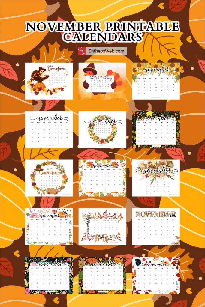 November Printable Calendars | EntheosWeb