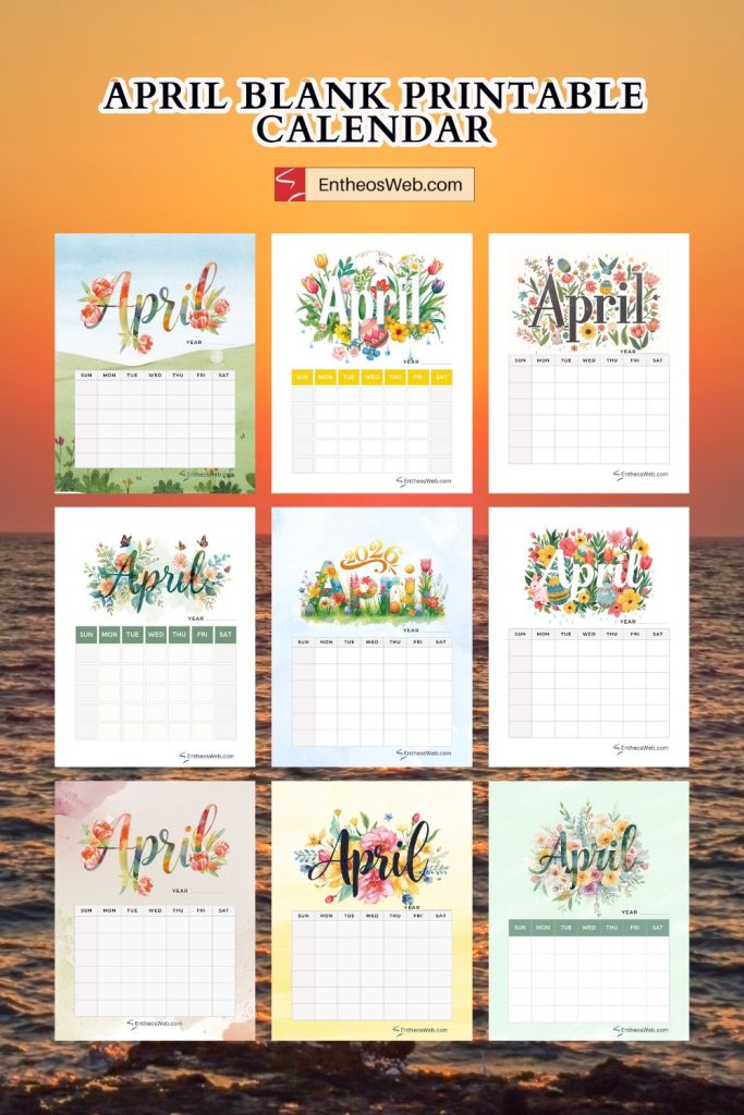 April Blank Printable Calendar | EntheosWeb