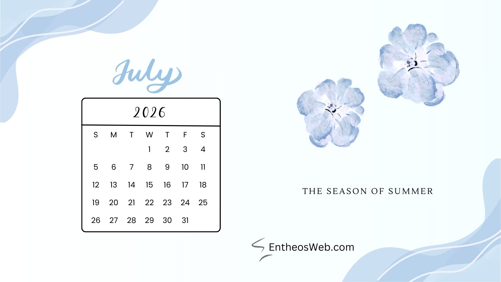 July 2026 Calendar Desktop Laptop Wallpapers EntheosWeb