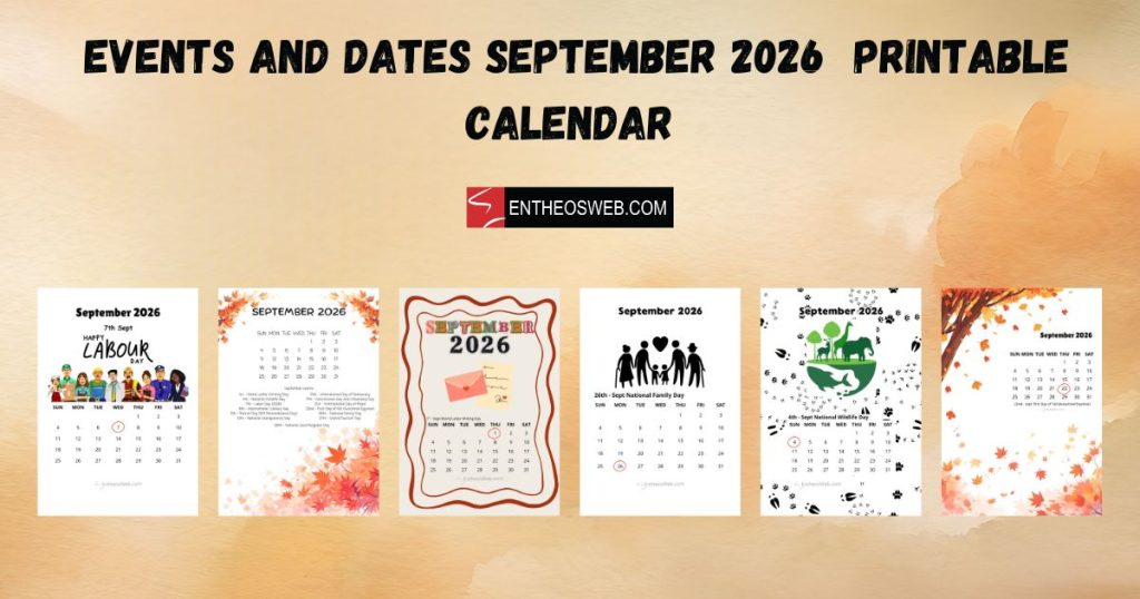 September 2026 printable calendar | EntheosWeb