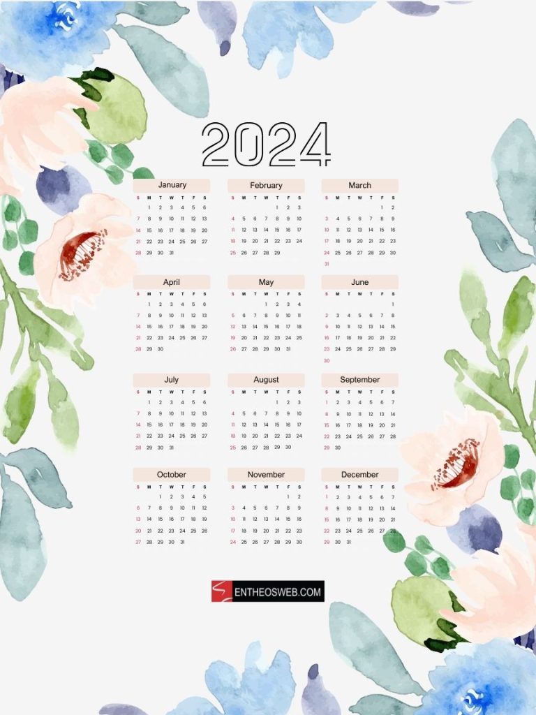 Free 2024 Calendar Poster Printable PDF | EntheosWeb